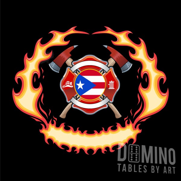 T071 Flaming Firefighter Shield and PR Flag