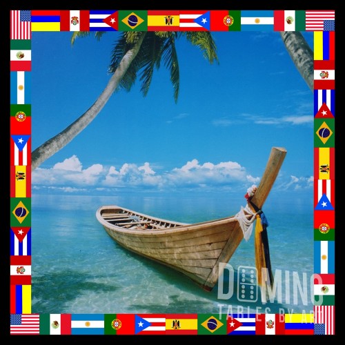 T144 Boat on Beach - Flag Border